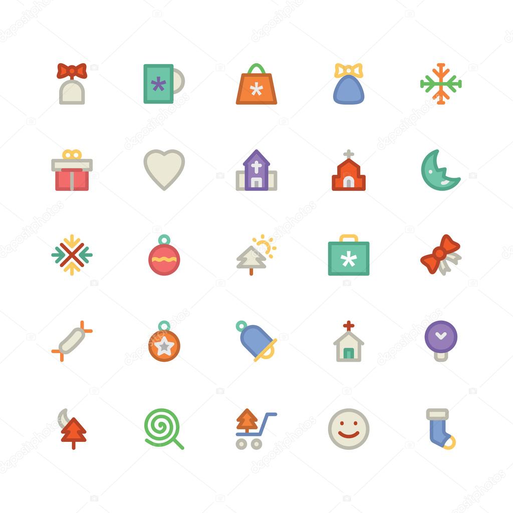 Christmas flat bold Vector Icons 3 Stock Vector by ©vectorsmarket 104176650
