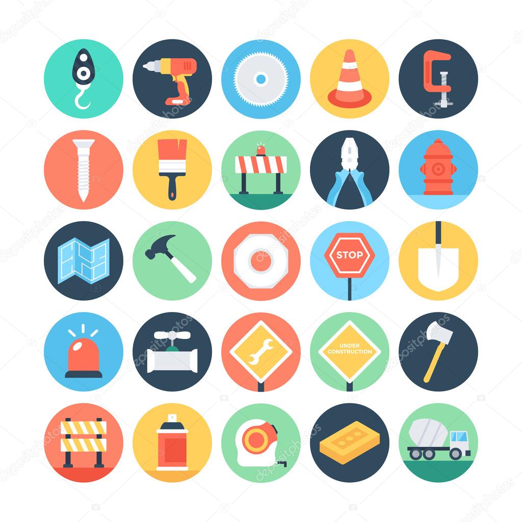 Construction Colored Vector Icons 1 — Stock Vector © vectorsmarket ...