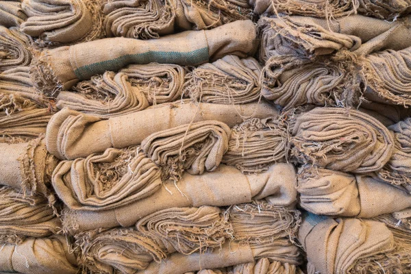 Stack of sack bags inside warehouse for packing heavy product Stock ...