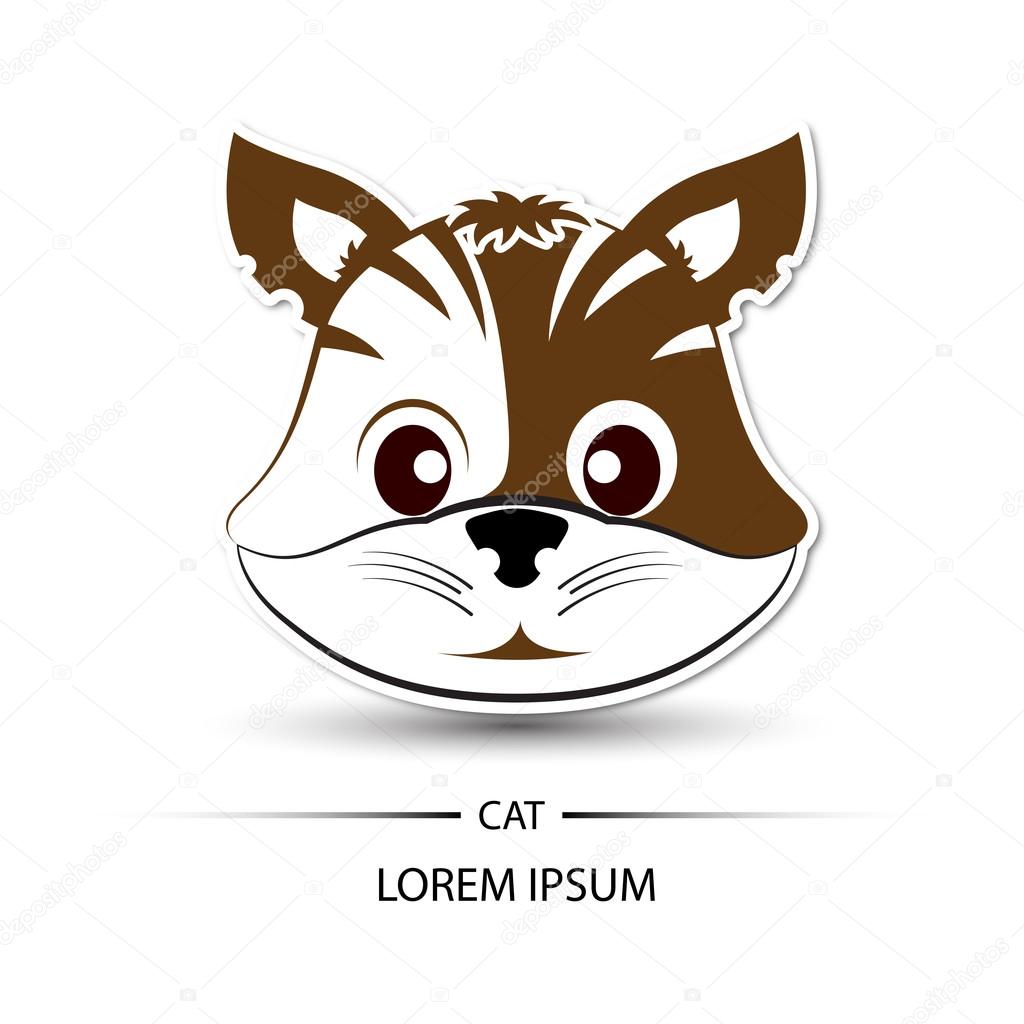 Cat face beatific smile logo and white background vector illustr Stock ...