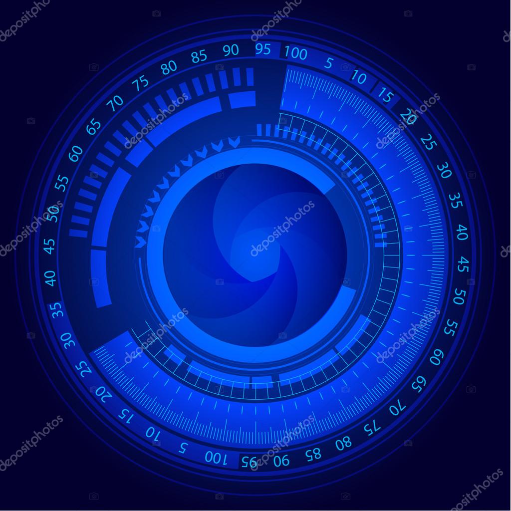 Electronic camera sensor and lens with scale abstract background Stock ...