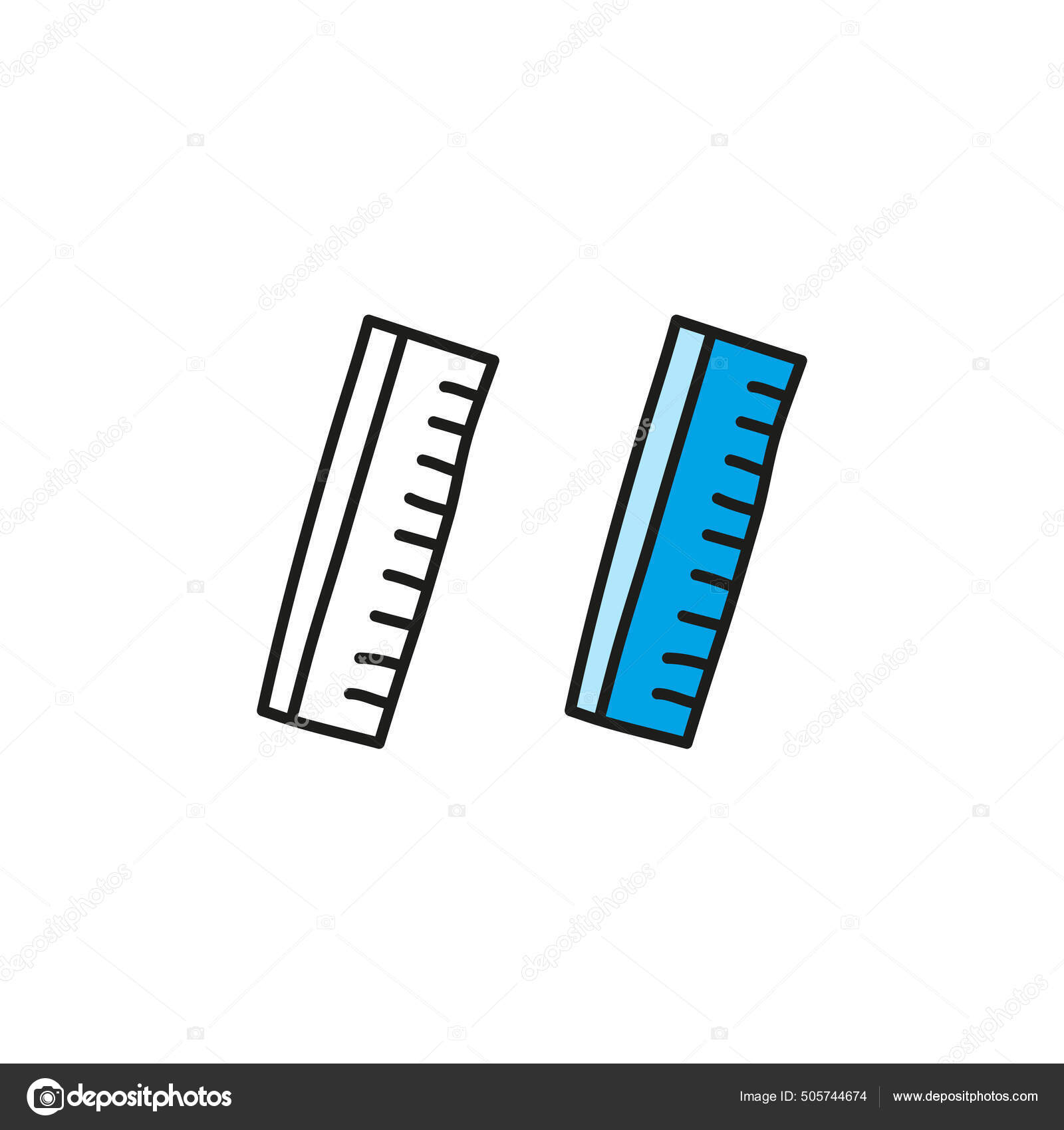 Doodle Outline Colored Measuring Ruler Isolated White Background Stock ...