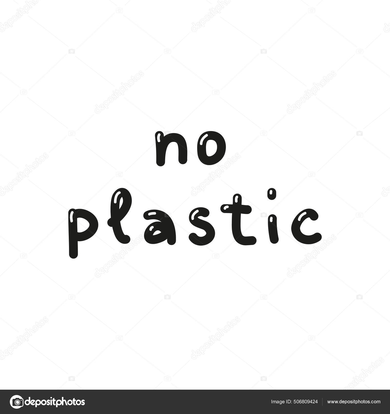 Hand Written Lettering Plastic Isolated White Background Stock Vector ...