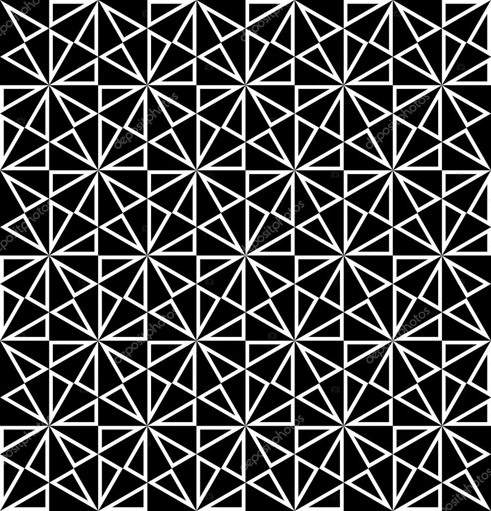 Vector Modern Seamless Sacred Geometry Pattern Polygon Black And White