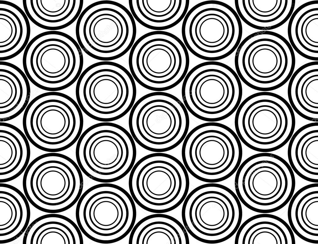 Vector modern seamless geometry pattern circles concentric, black and ...