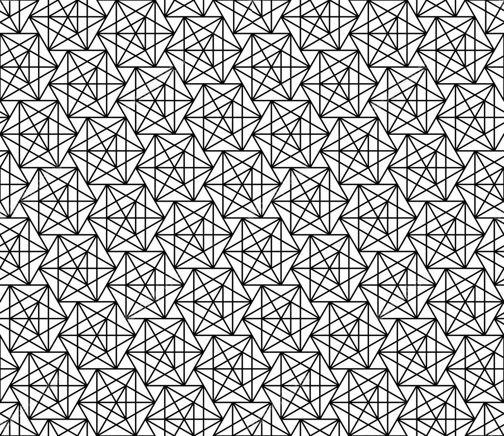 Vector modern seamless sacred geometry pattern polygon, black and white ...