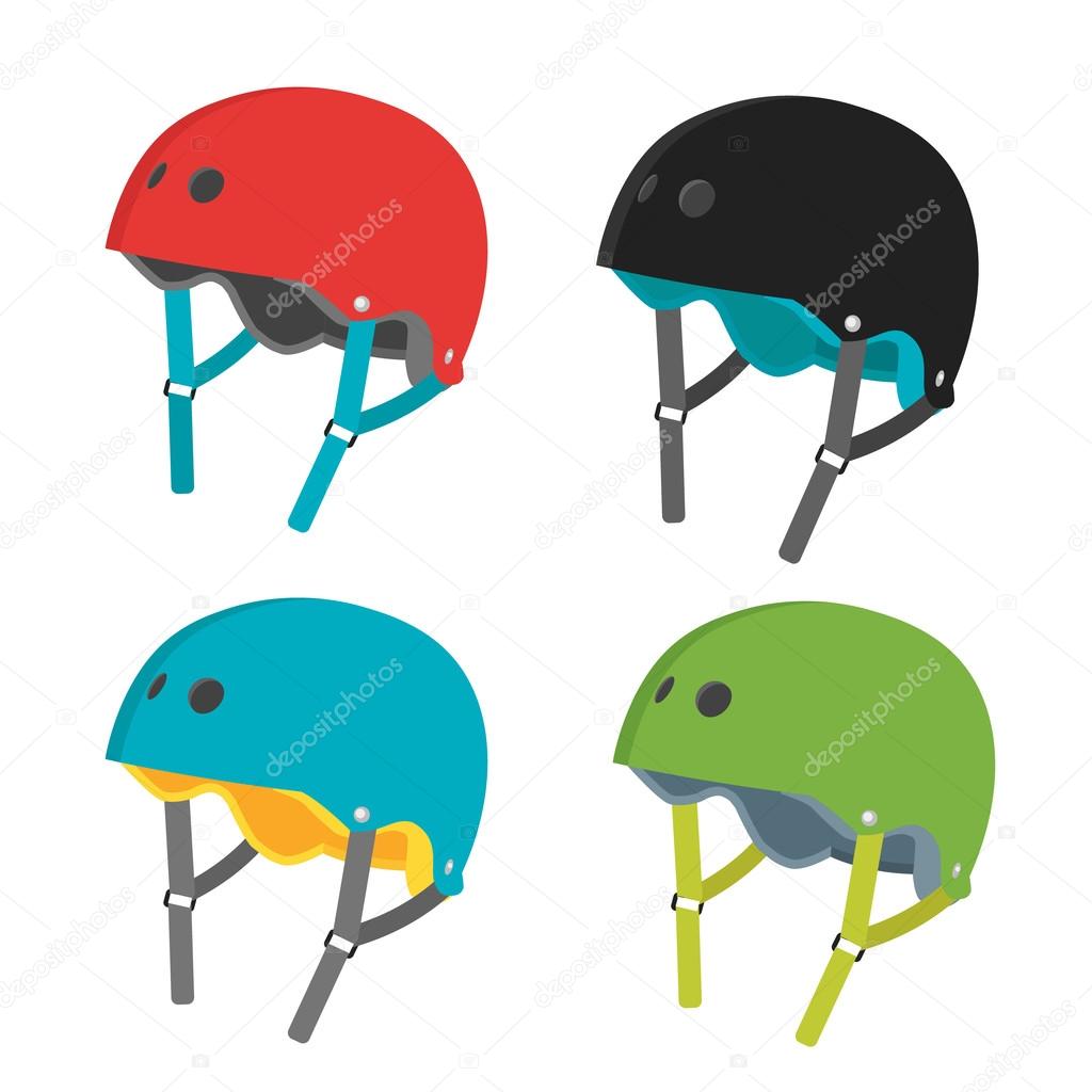 Vector Cascos Planos Iconos Aislados Sobre Fondo Blanco 2023