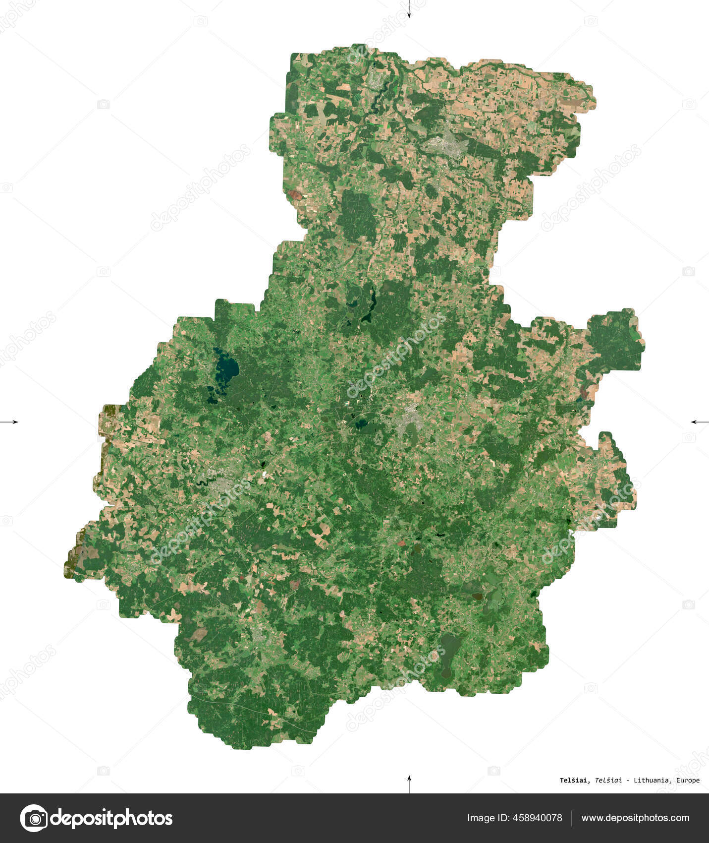 Telsiai County Lithuania Sentinel Satellite Imagery Shape Isolated ...