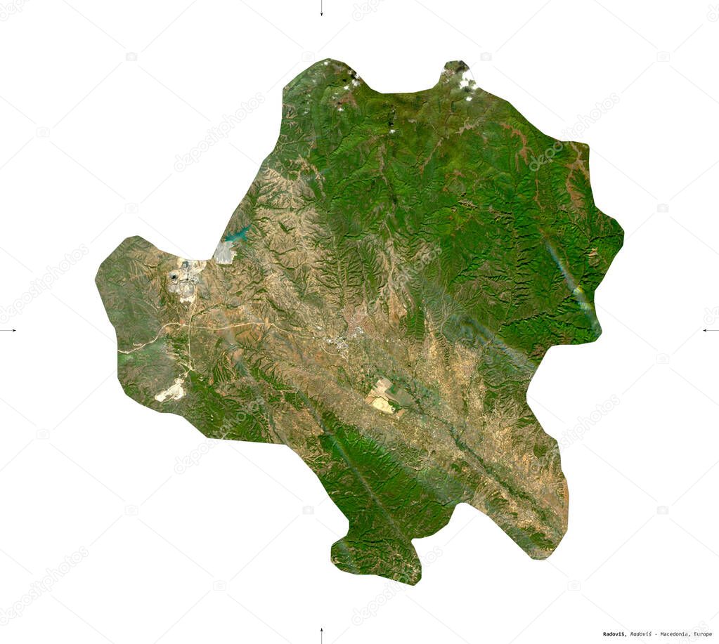 Radovis, municipio de Macedonia. Imágenes satelitales Sentinel-2. Forma ...