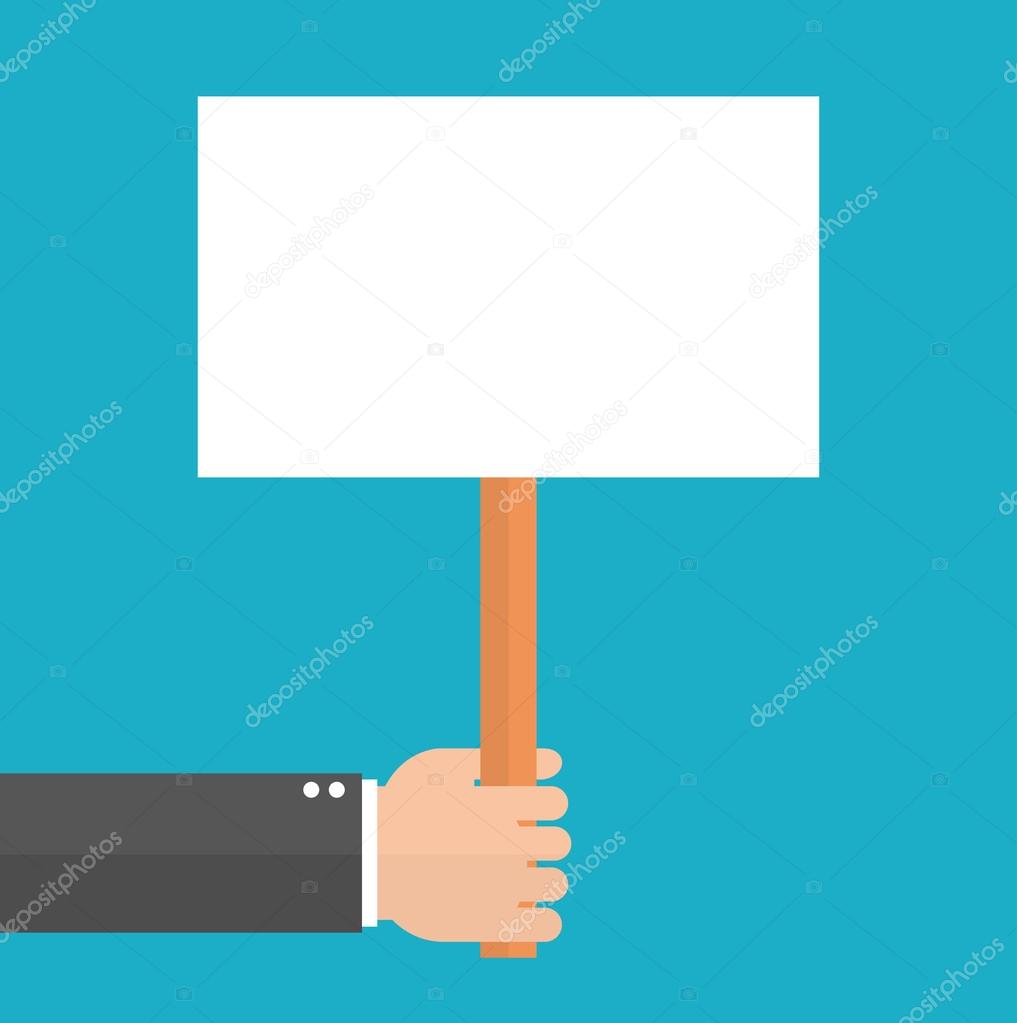 Hand holding blank signboard. Flat style Stock Vector by ©byemoke 81784728