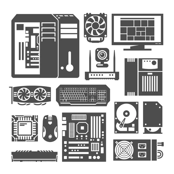 Set of computer hardware icons Stock Vector Image by ©strejman #22345829