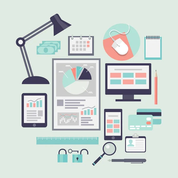 Set of office work objects Stock Vector Image by ©mikalaimanyshau #81140966