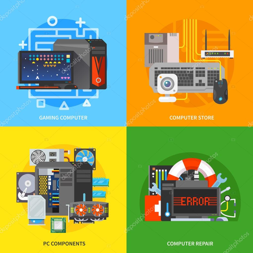Pc components banners Stock Vector by ©mikalaimanyshau 81140106