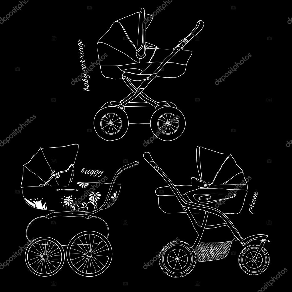 Sketch of children white pram Stock Vector by ©mnimpres 85088316