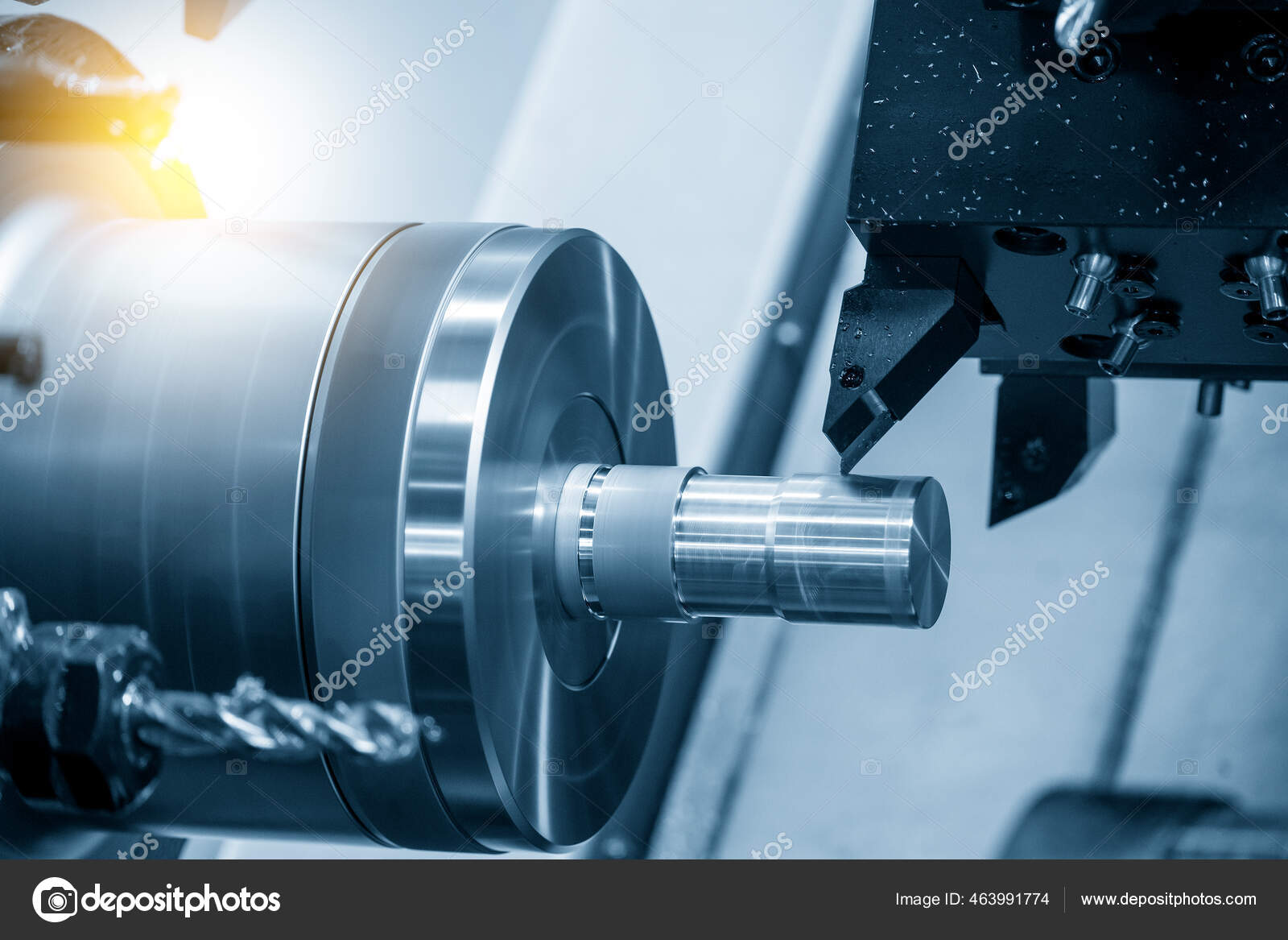 Cnc Lathe Machine Cutting Metal Shaft Parts Technology Metal Working ...