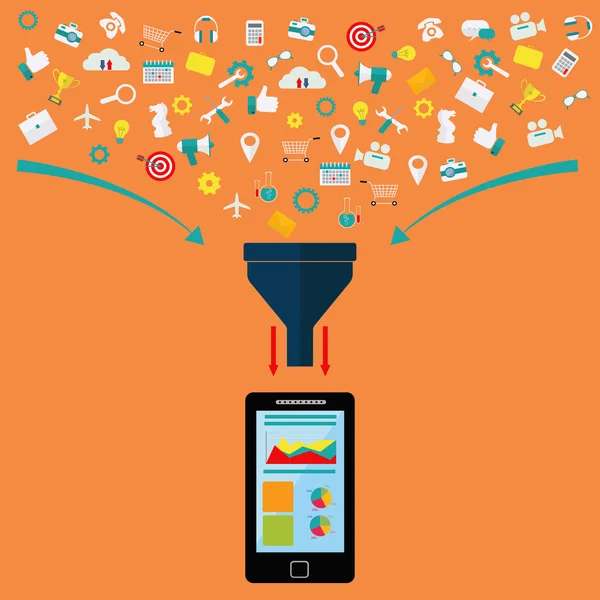 Concepts for creative process, big data filter, data tunnel, analysis ...