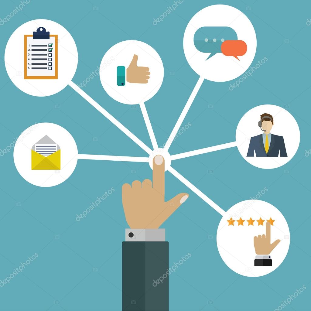 Customer/user interactions management system vector concept — Stock ... Customer/user interactions management system vector concept — Stock ...