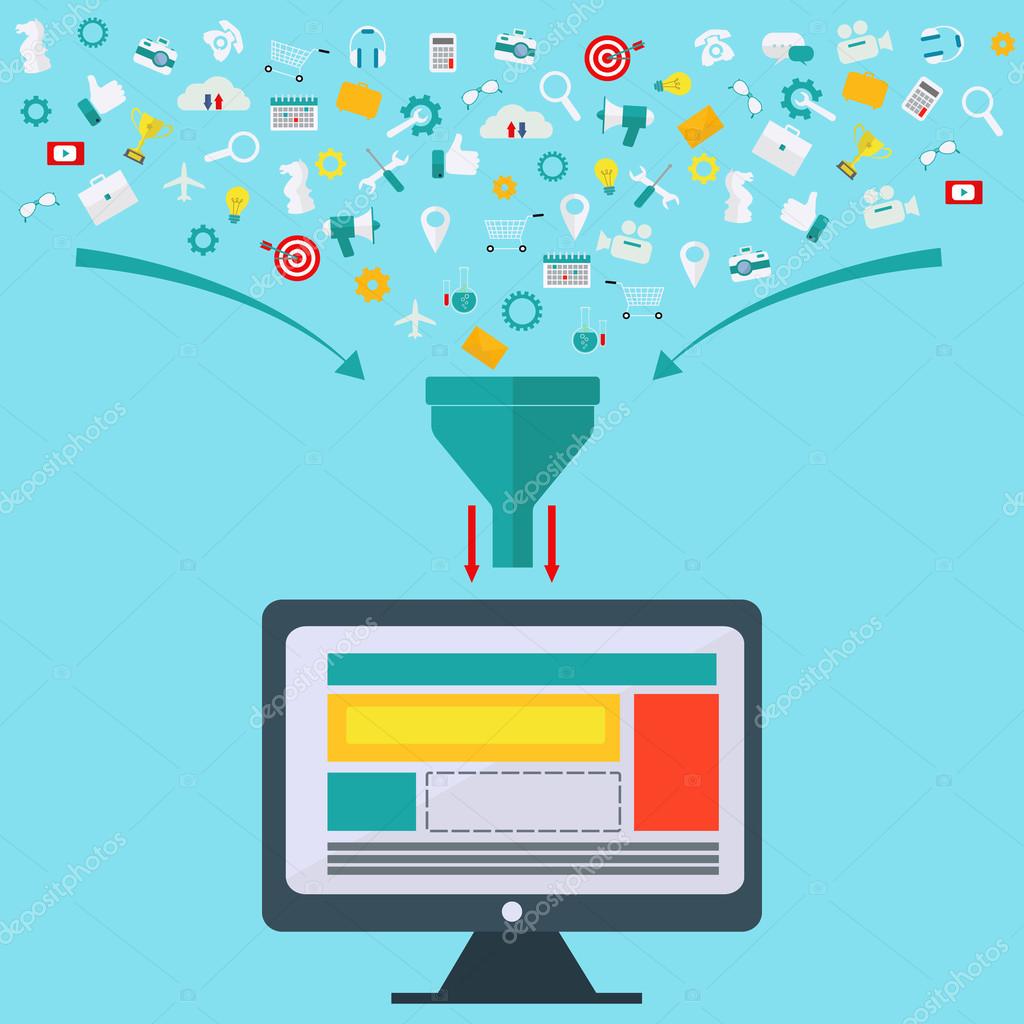Creative process, big data filter, data tunnel, analysis vector concept ... Creative process, big data filter, data tunnel, analysis vector concept ...