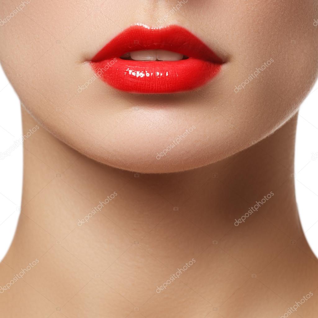 Perfect Lips Sexy Girl Mouth Close Up Beauty Young Woman Smile Natural Plump Full Lip Lips
