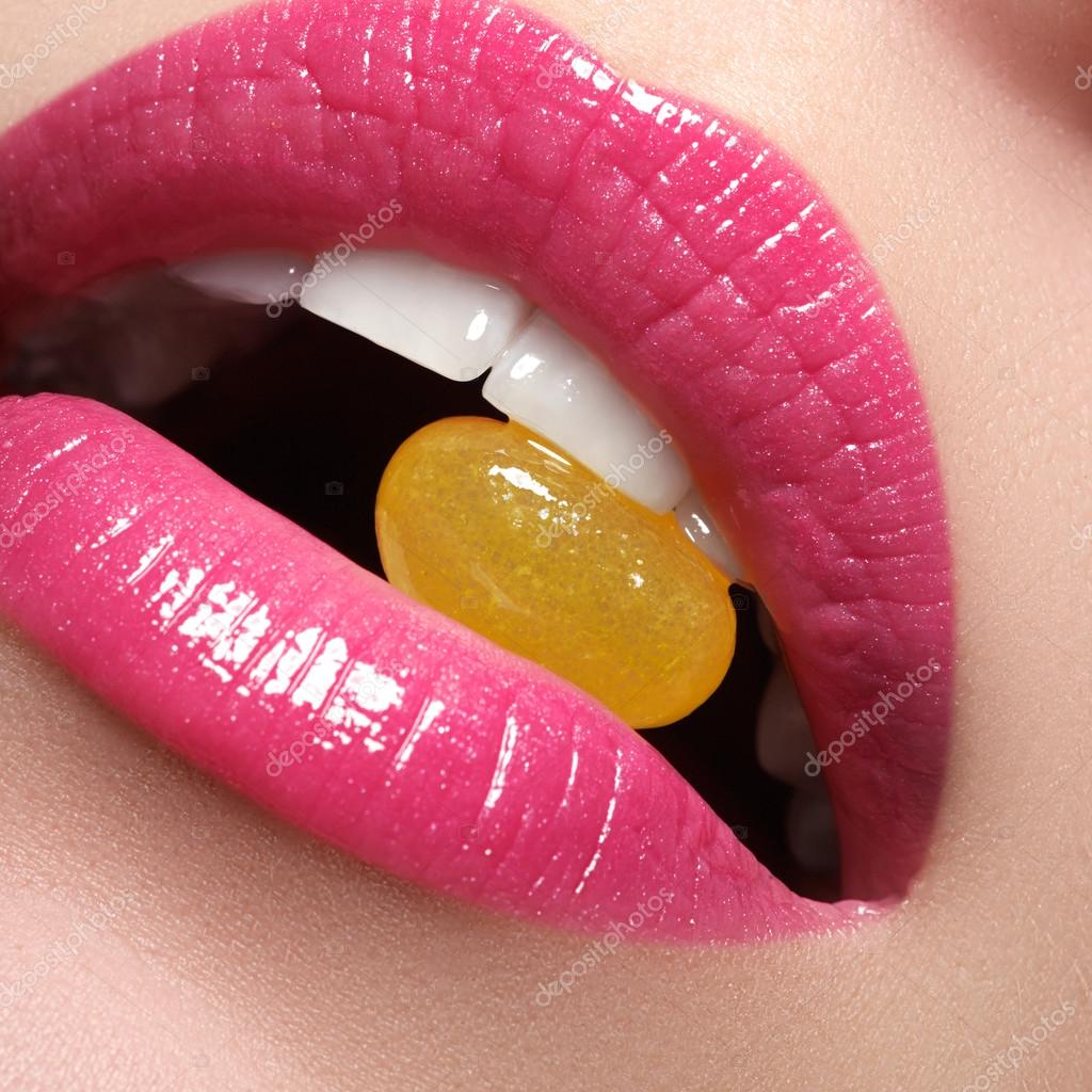 Perfect Lips Sexy Girl Mouth Close Up Beauty Young Woman Smile Natural Plump Full Lip Lips