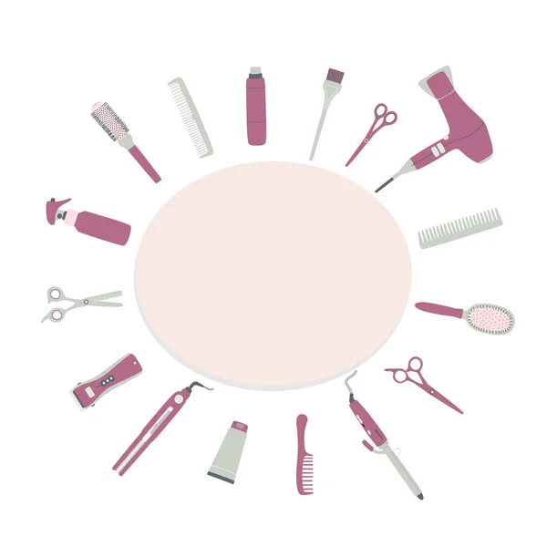 Round border frame with beige hairdressing tools Stock Vector by ©ch ...