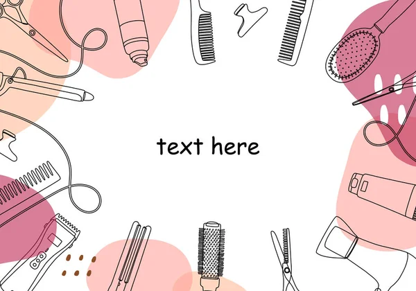 Round border frame with beige hairdressing tools Stock Vector by ©ch ...