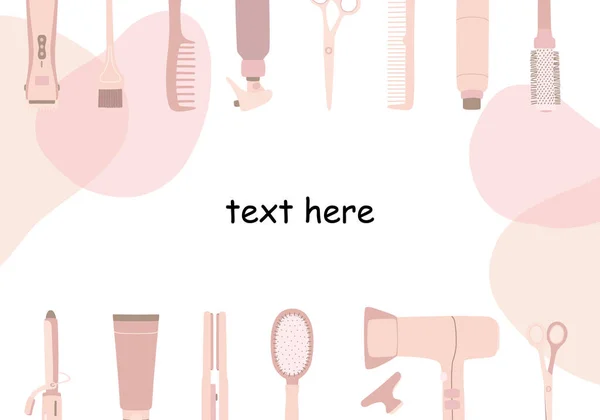 Round border frame with beige hairdressing tools Stock Vector by ©ch ...