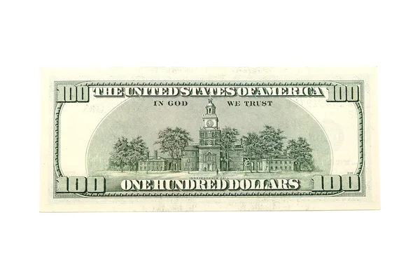 Backside Usa Banknote 100 American Dollars Isolated White Background ...