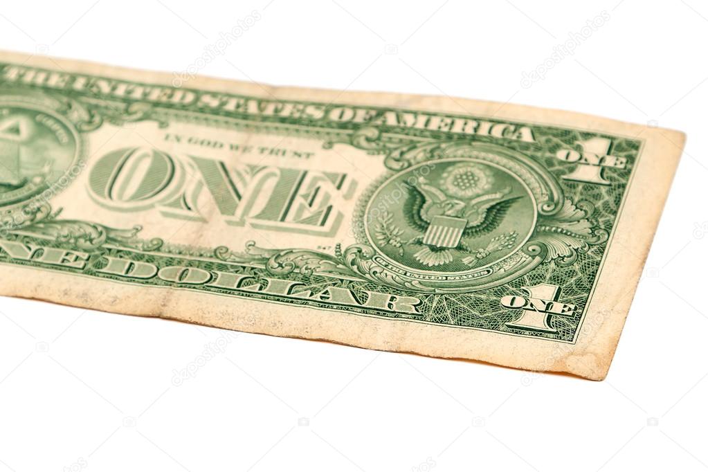 Back side of the one dollar bill isolated on a white background Stock ...