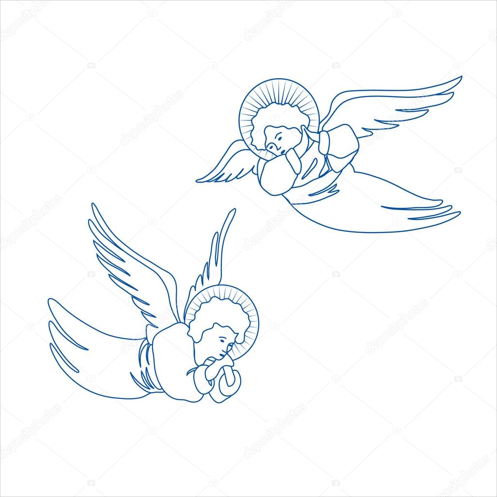 Flying angels on white background Stock Vector by ©Igor_Vkv 94937560