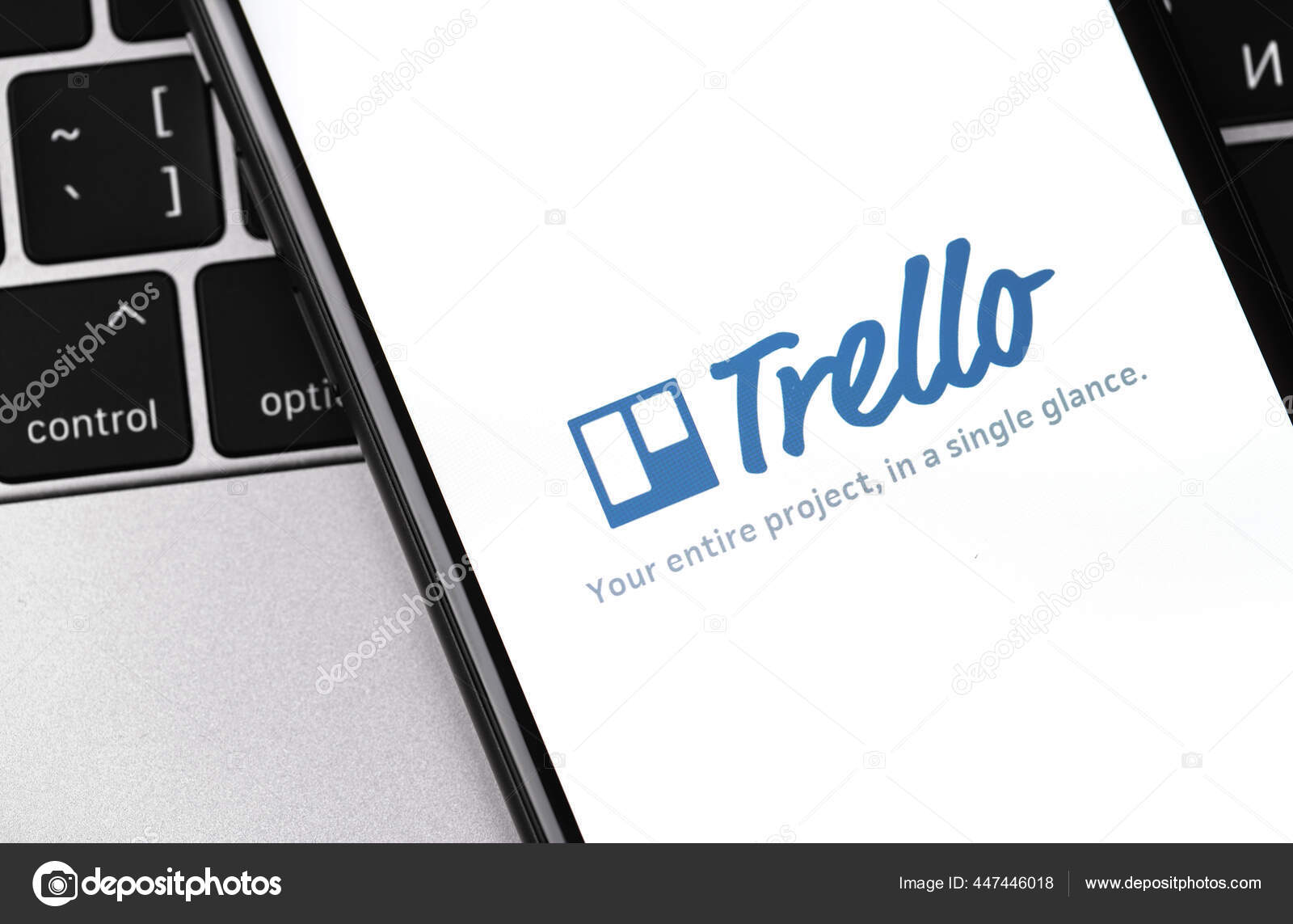 Trello Logo Mobile App Screen Smartphone Notebook Background Closeup ...