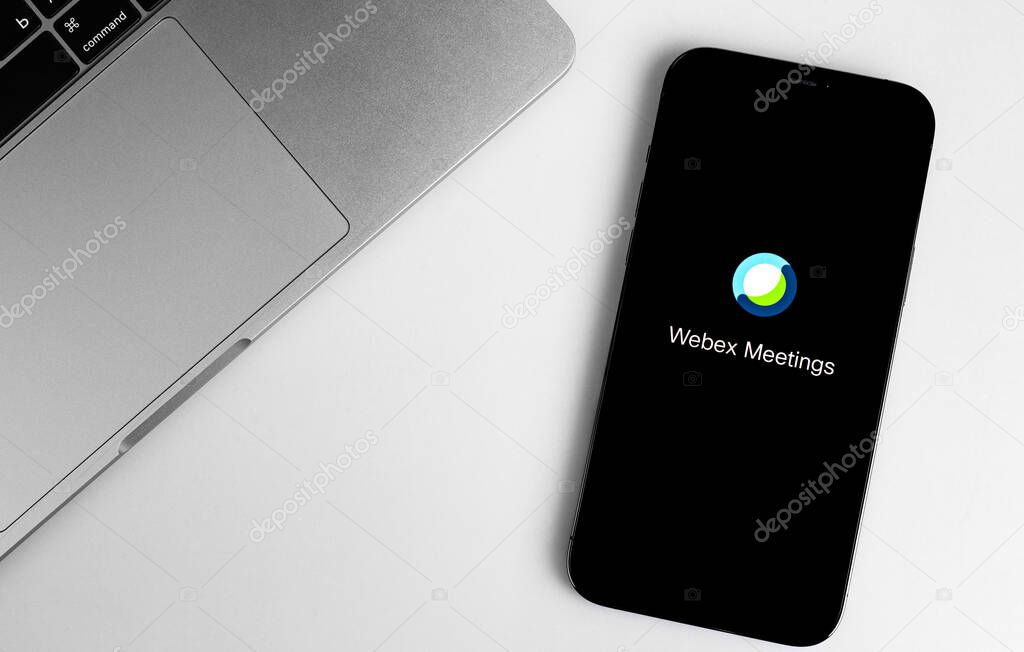 Webex Meetings logo aplicación móvil en pantalla smartphone iPhone y ...