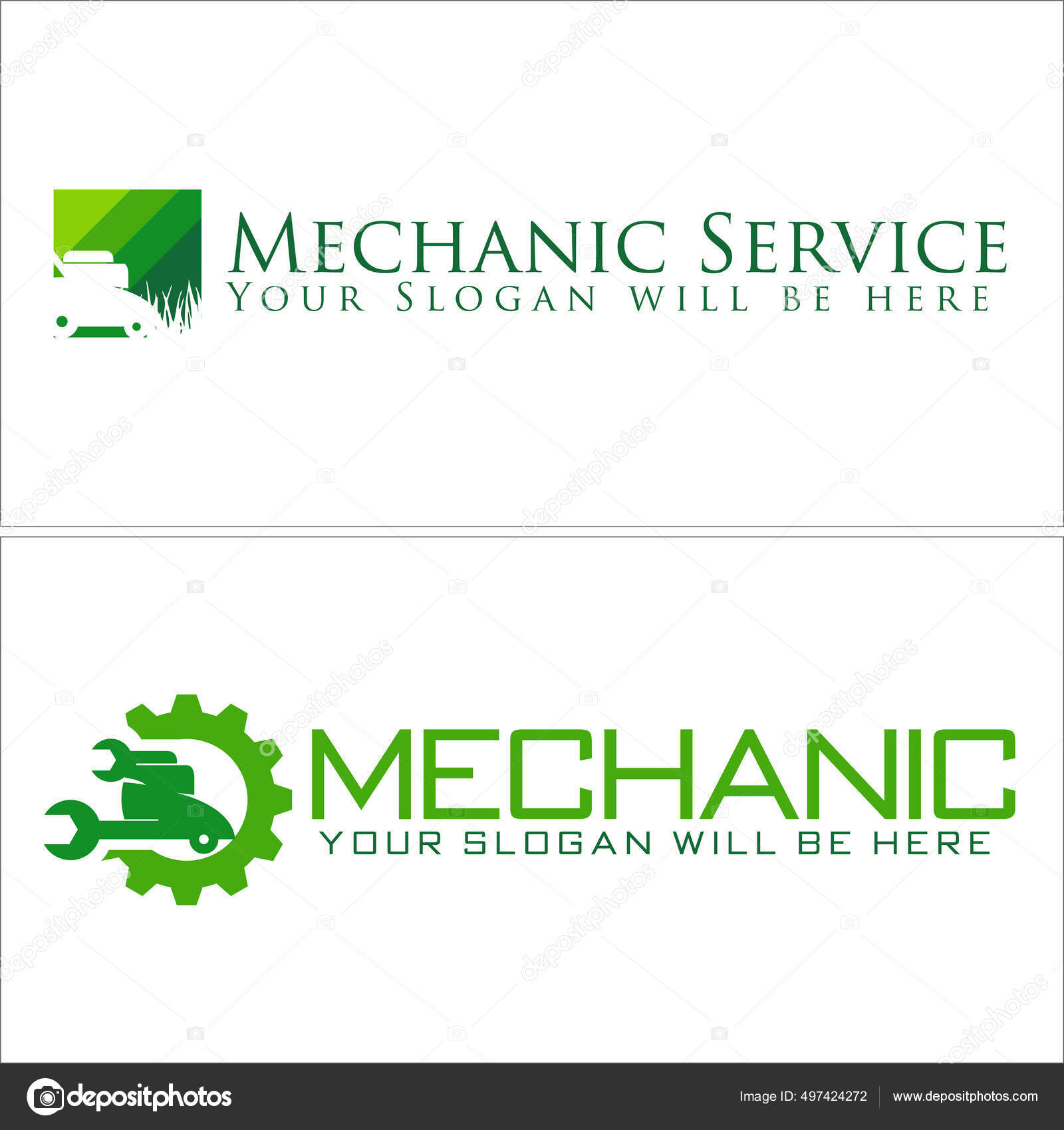 Mechanic service with gear and machine lawn mower logo Stock Vector by ...