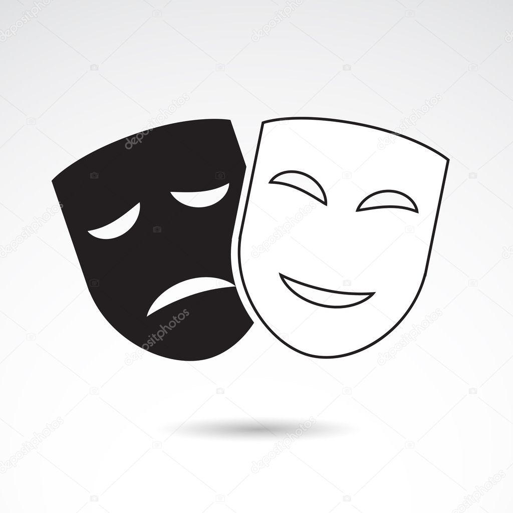 Two Masks Icon White Background Vector Illustration Stock Vector Image ...
