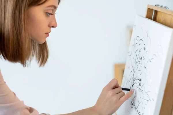 Visual art drawing hobby female artist sketching — Stock Photo ...