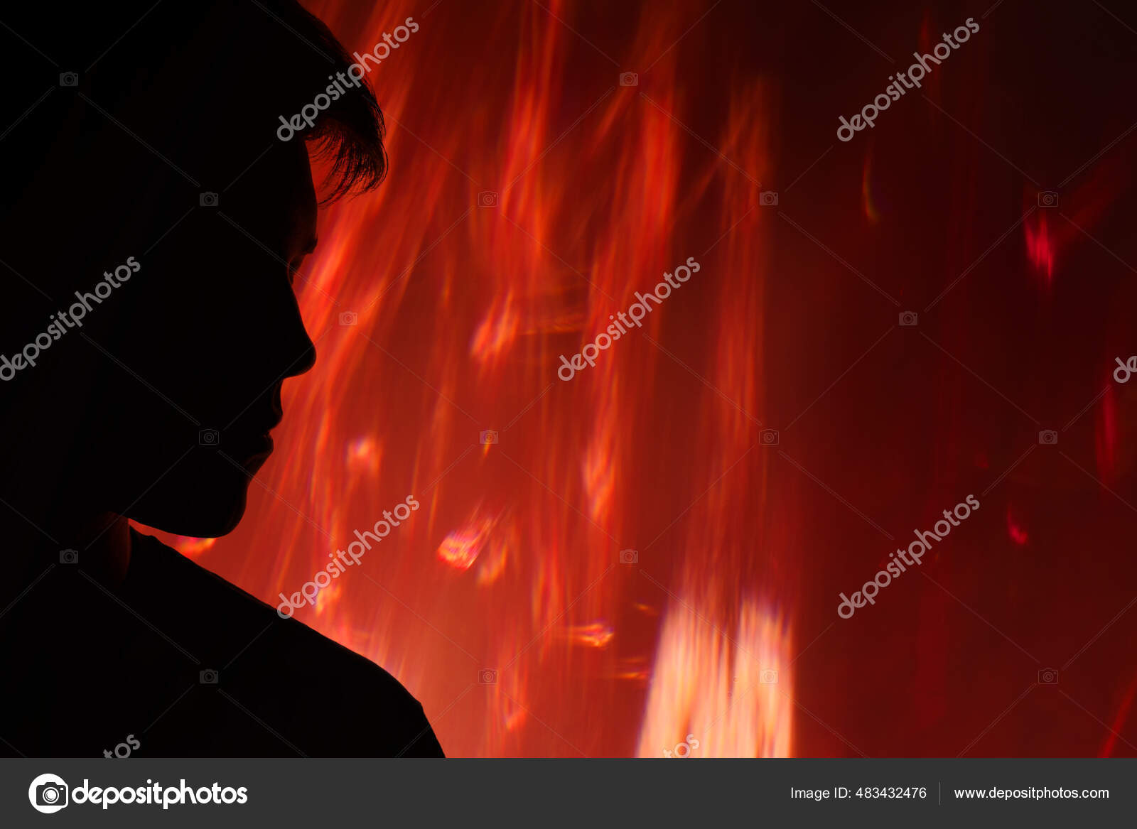 Fire accident global warming sad man red flames — Stock Photo ...