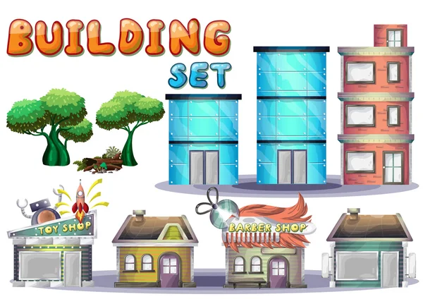 Cartoon vector building set for game and animation Stock Vector Image ...