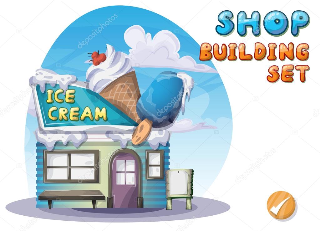 Cartoon vector ice cream shop for game and animation Stock Vector Image ...