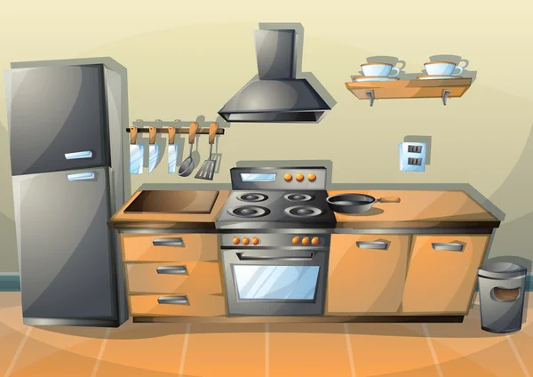 Cartoon vector illustration interior kitchen Stock Vector Image by ...