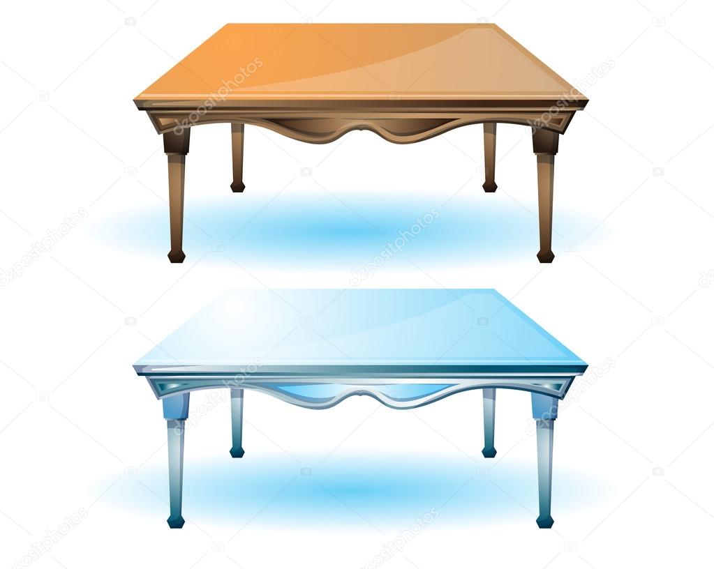 Ilustración vector de dibujos animados mesa de madera interior Vector ...