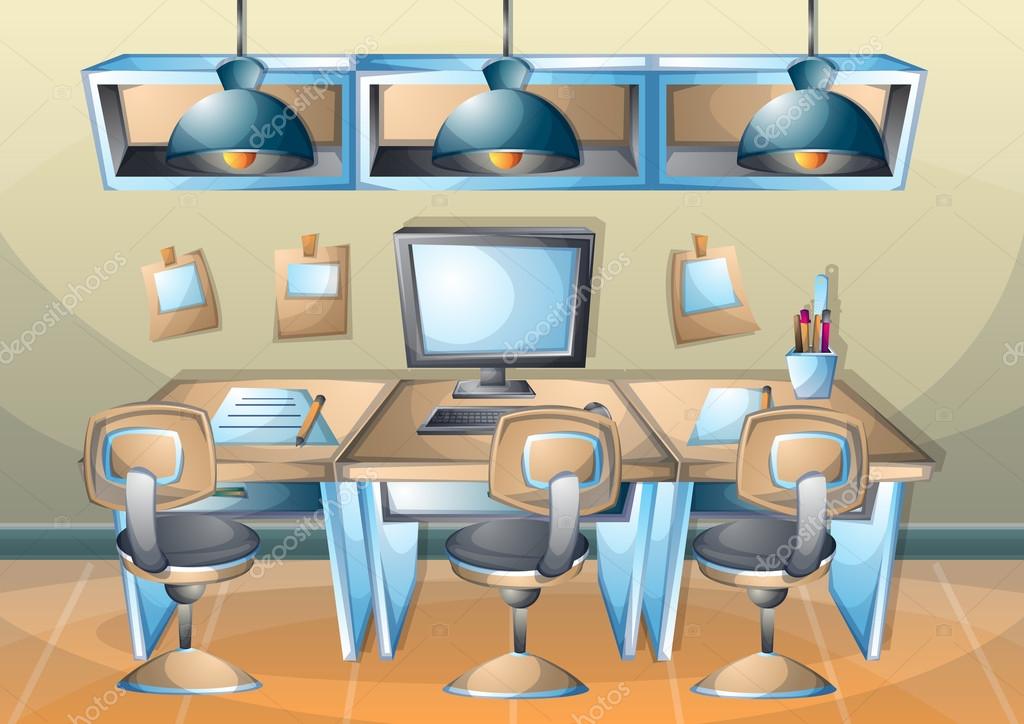 Cartoon vector illustration interior office room Stock Vector Image by ...