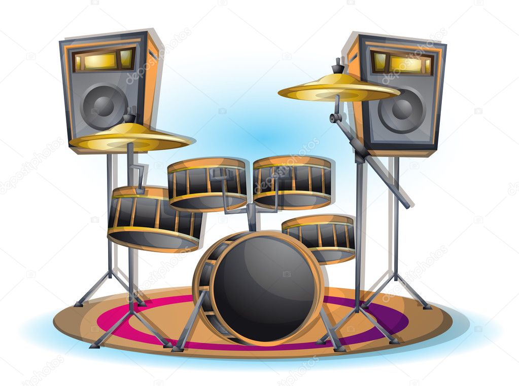 Cartoon vector illustration music instruments objects with separated ...