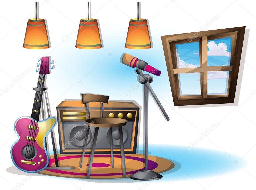 Cartoon vector illustration music instruments objects with separated ...