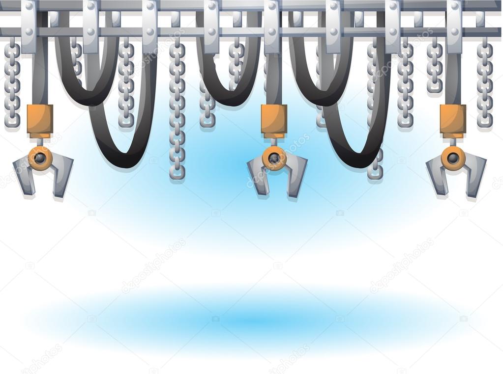 Cartoon vector illustration interior factory room with separated layers ...