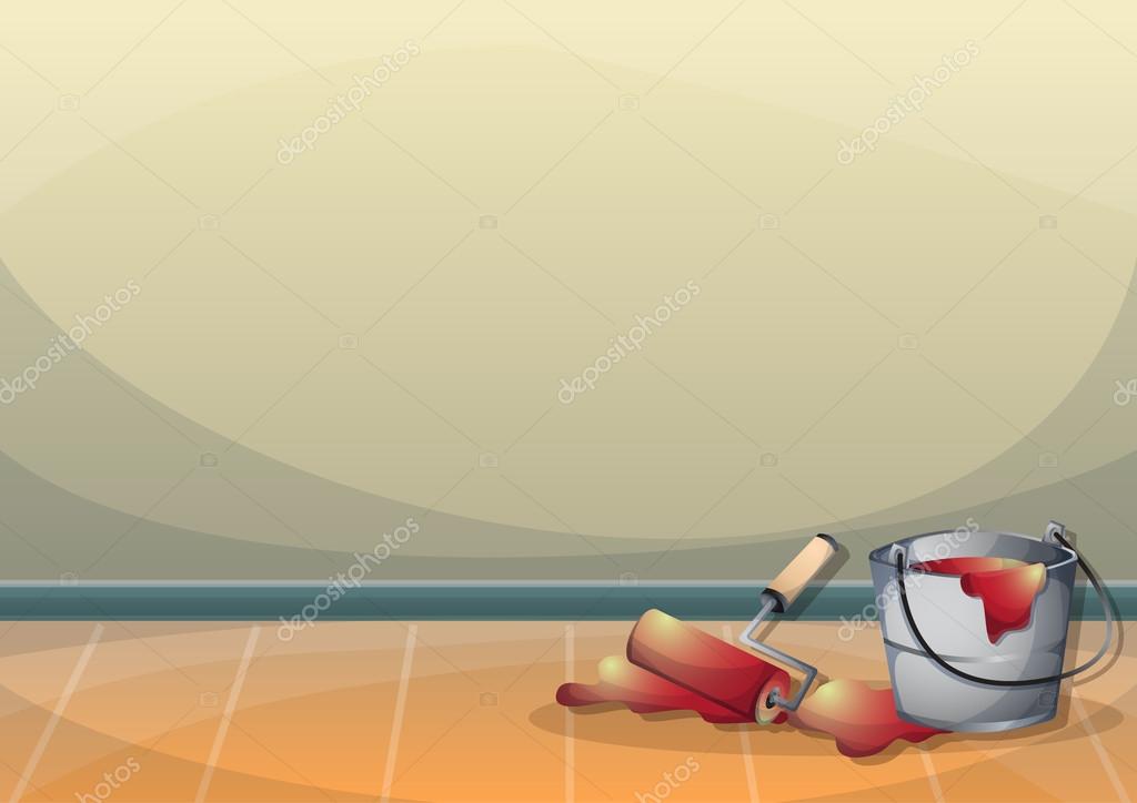 Dibujo animado vector ilustración interior pintura pared con capa ...