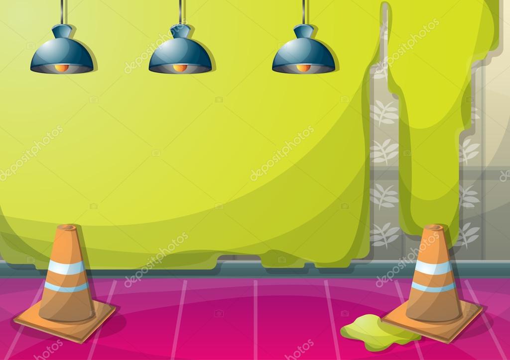 Cartoon vector illustration interior painting wall with separated layer ...