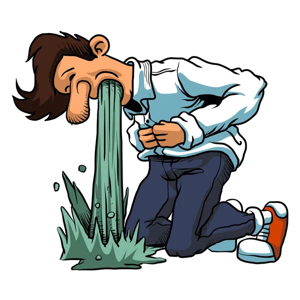 Caricatura De Vómitos Personaje De Dibujos Animados Con Síntomas De