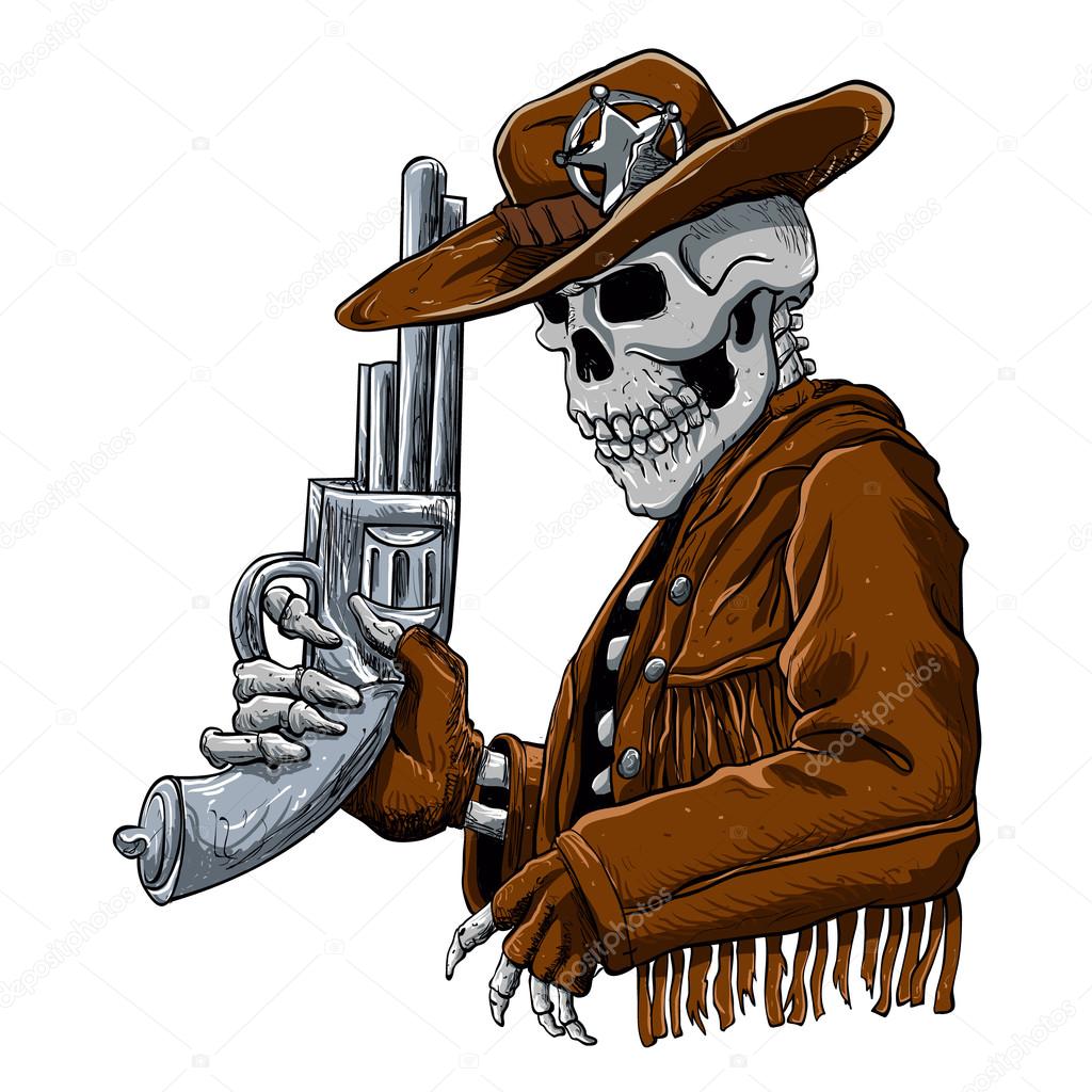 Skull cowboy.Skeleton Cowboy with revolver Stock Vector Image by ...