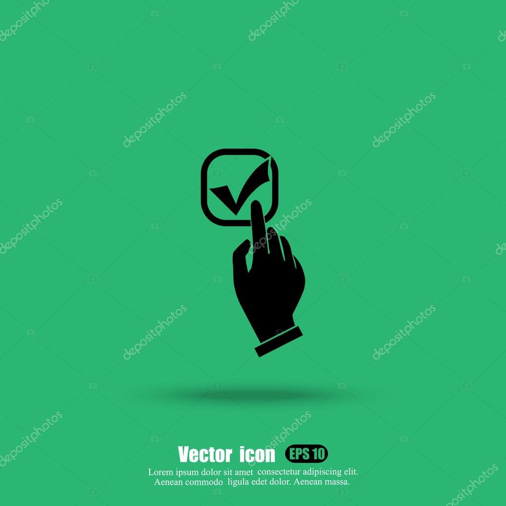 Finger pressing check mark — Stock Vector © Victory-stoker #86927178