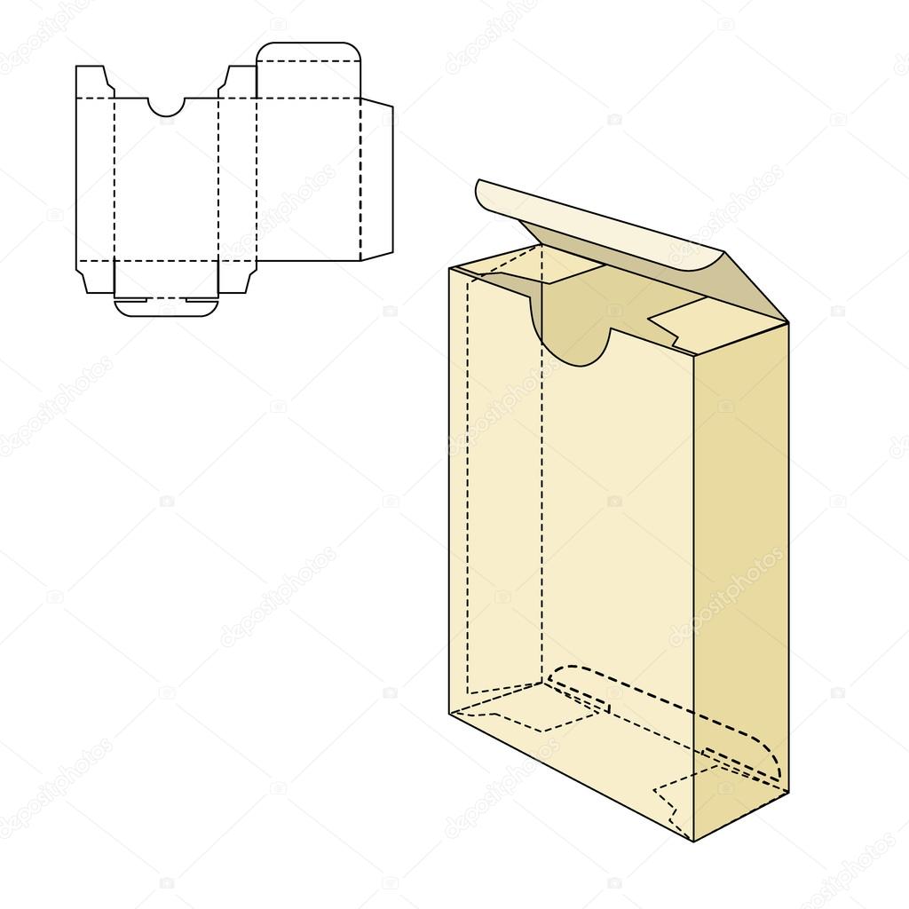Plantilla De Prisma Rectangular Con Tapa
